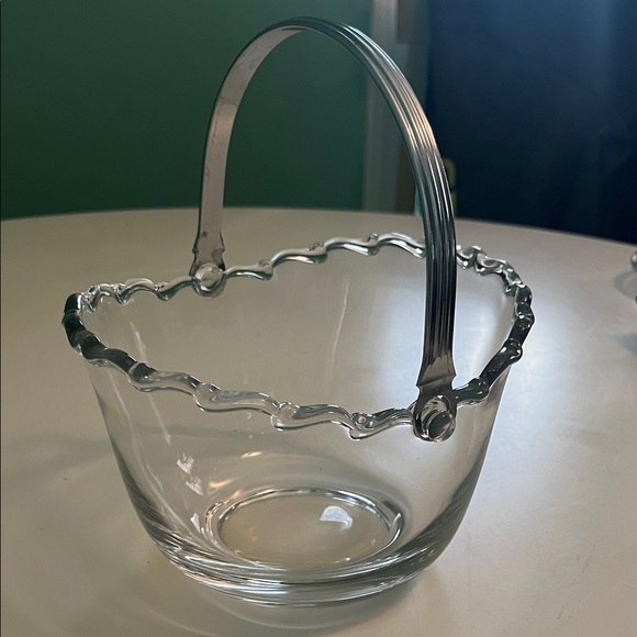 Fostoria | Kitchen | Vtg Fostoria Clear Glass Ice Bucket With Silver ...